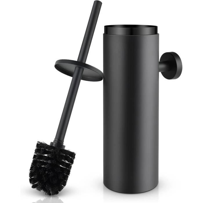 Brosse WC Acier Inoxydable 304, Brosse de Toilette et Support Noir Givré,avec Couvercle Anti ...
