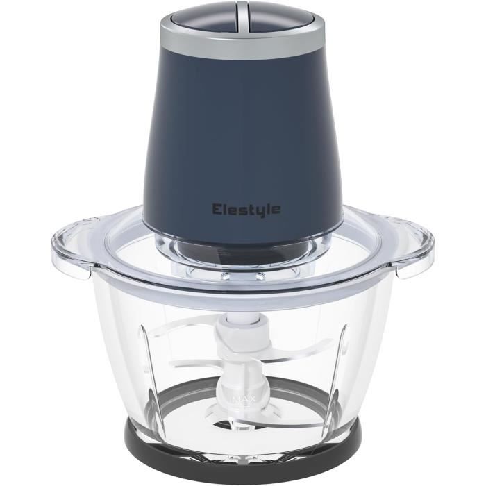 Elestyle Hachoir électrique avec 4 lames en acier inoxydable à deux niveaux - 500W, bol de 1,2 L ...
