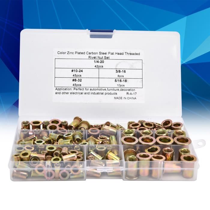 RHO-écrou à rivets fileté crou à Rivets en Métal, 150 Pièces en Acier au Carbone zingué à Tête ...
