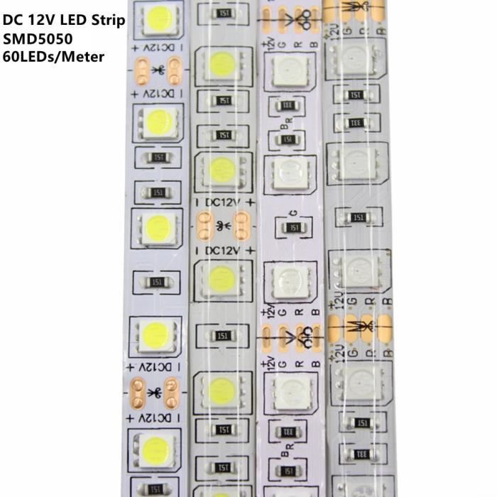 BANDE LED,blanc chaud-IP20 No Waterproof-100cm 60LEDs--Bande lumineuse LED RGB 5050, dc 12v ...