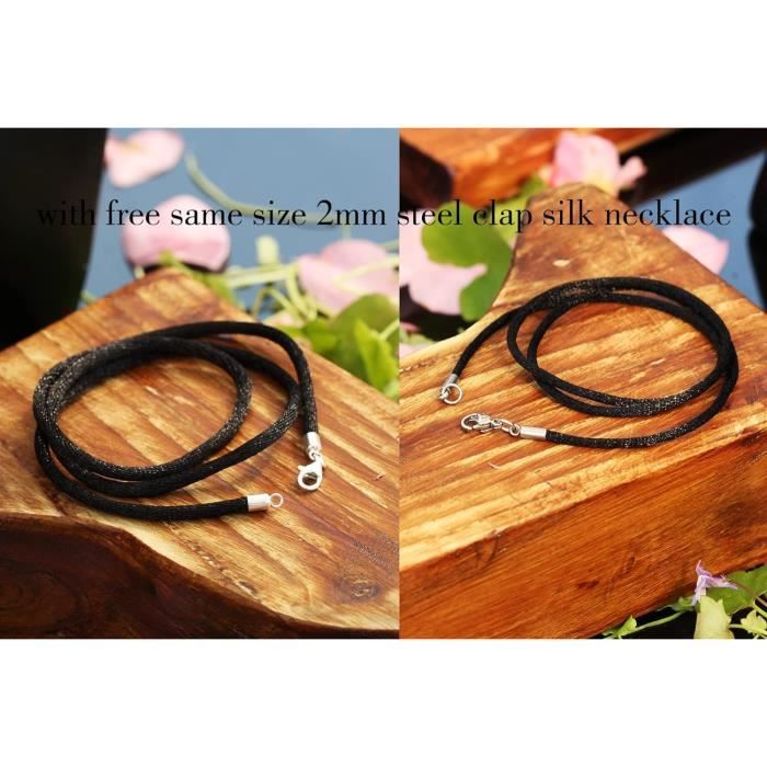 Chaîne En Cordon De Soie Noire De 2 Mm Pour Femme Avec Fermoir ...