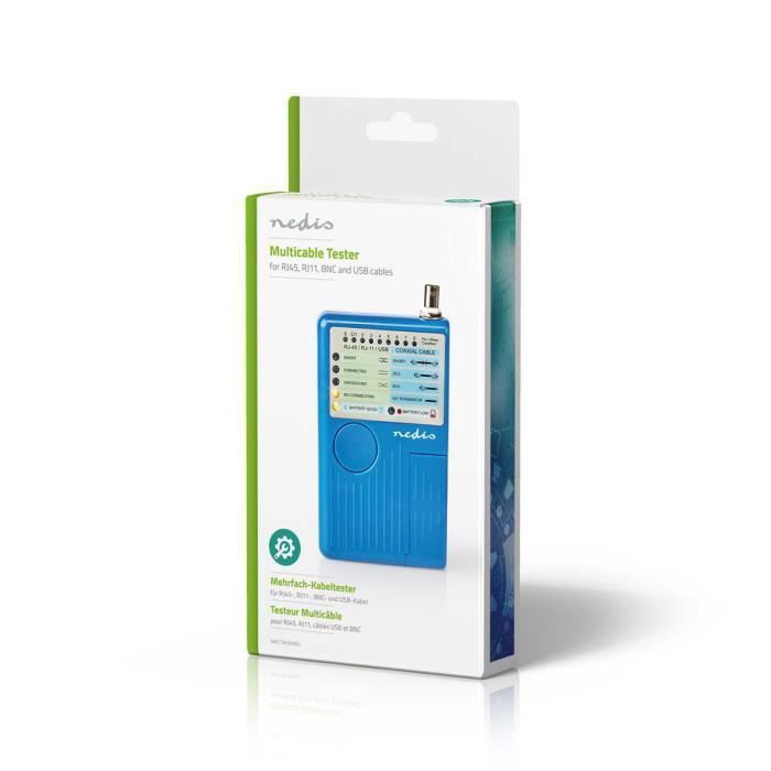 Testeur de Câble Réseau - NEDIS - RJ45, RJ11, USB - LED - Ergonomique ...