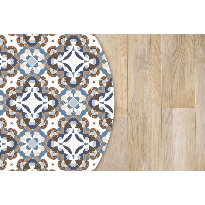 Tapis Vinyle Panorama Ronde Hydraulique Oriental Bleu 100x100 cm ...