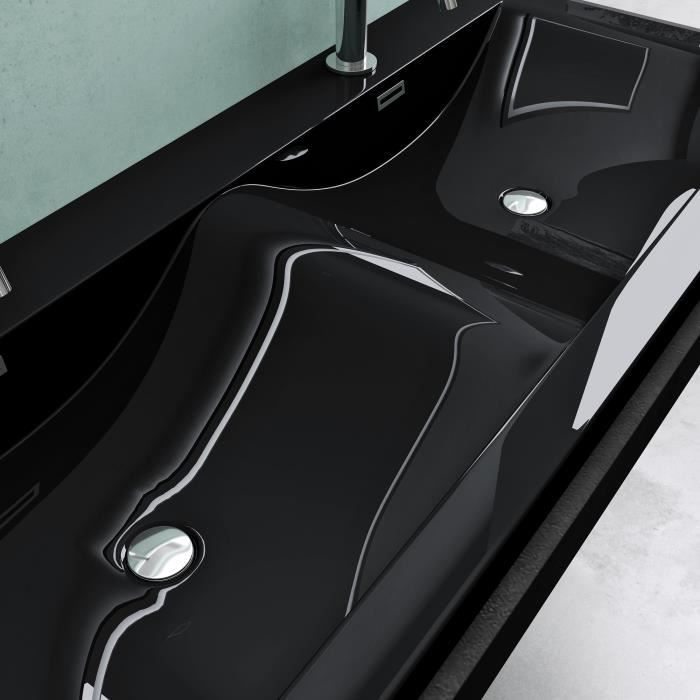 Double Vasque à Encastrer Noir Mai & Mai Col03-120 - Résine - 120x48x12 ...
