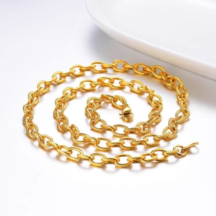 Chaîne Collier Pour Homme Femme Rolo Chain En Forme De O 4-6-12Mm De ...