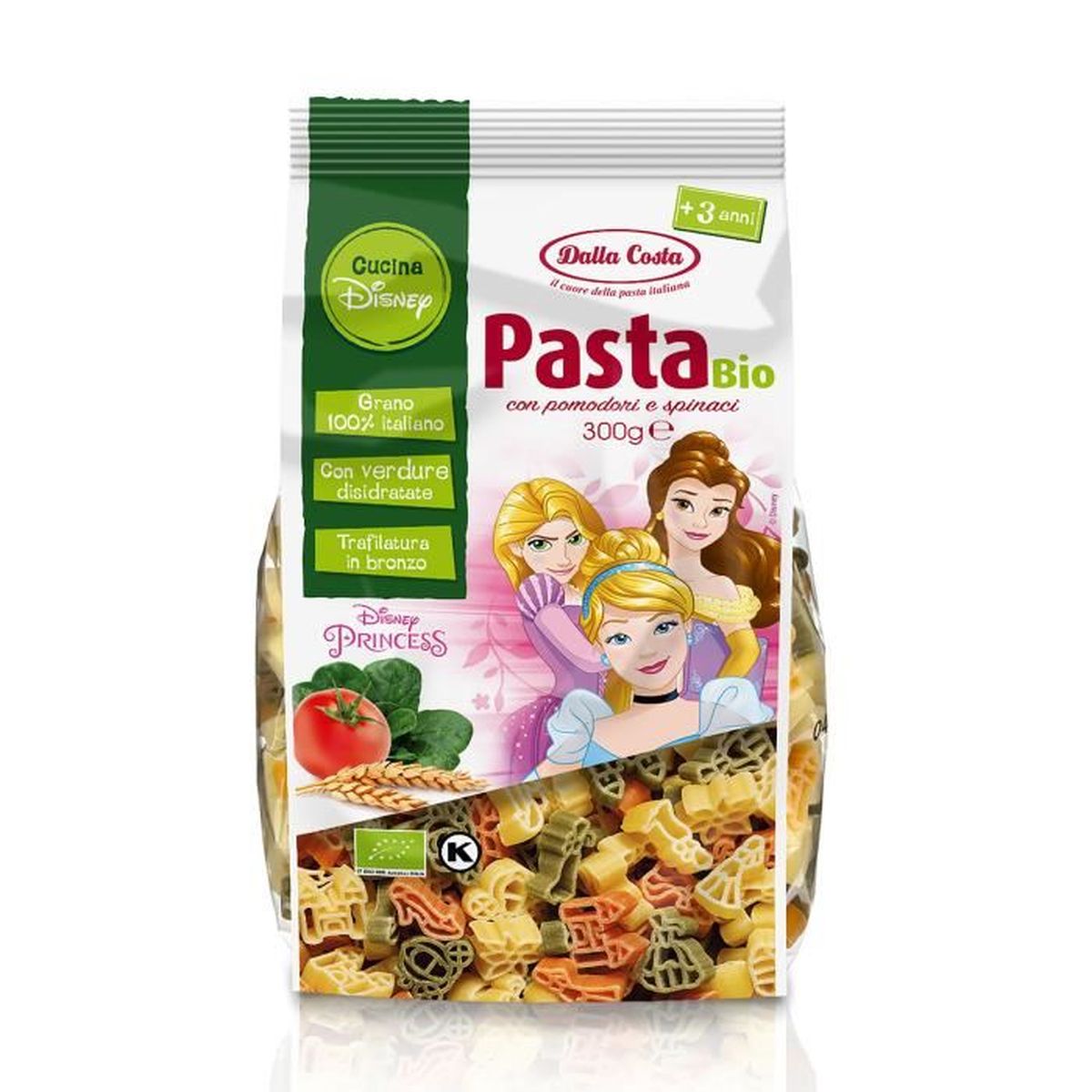 Dalla Costa organic pâtes Disney Princess avec tomates et épinards ...
