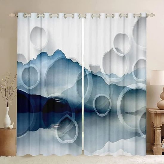 Rideau Occultant à Oeillets 3D Imprimé Style Moderne - Blanc ...