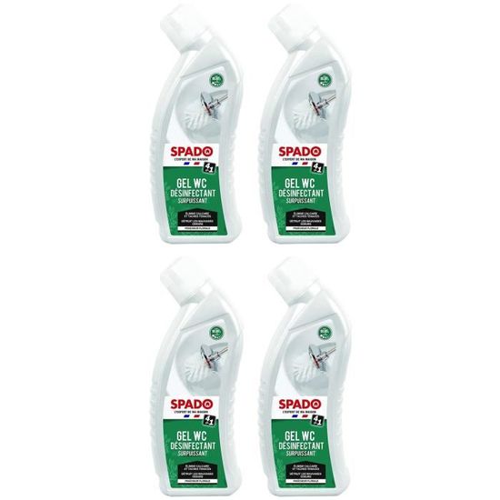Spado Lot de 4 Flacons 750 ml Gel WC Surpuissant Désinfectant 4 en 1 ...