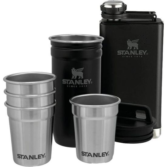 Adventure Pre-Party Shot Glass + Flask Set Matte Black – En acier ...