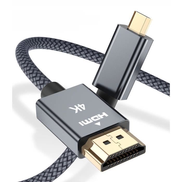 Câble Micro HDMI vers HDMI 2M, 4K 60Hz Cordon Micro HDMI Type D Mâle ...