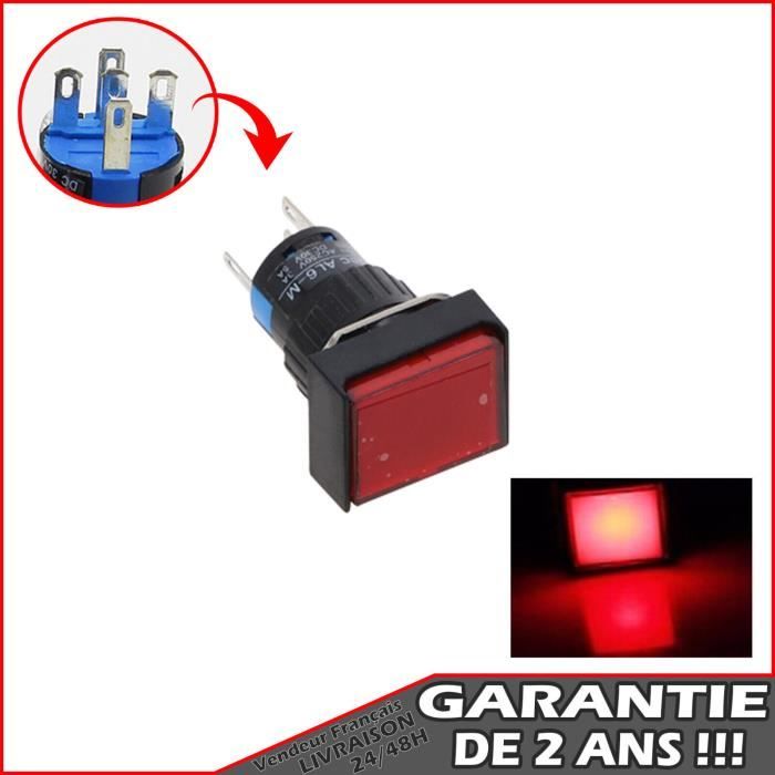 INTERRUPTEUR BOUTON POUSSOIR 16MM ROUGE ÉCLAIRÉ LED 2 POSITIONS 5 ...