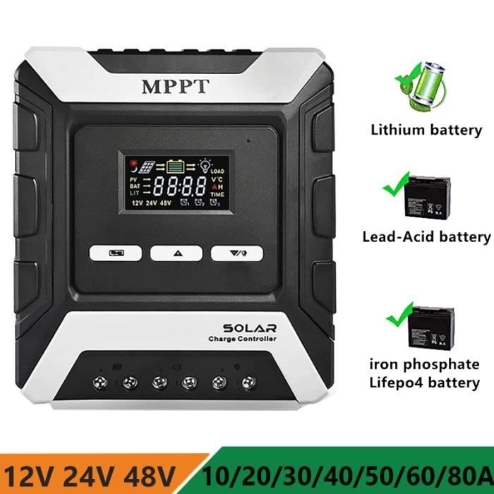 20A-Régulateur De Charge Mppt Pour Panneaux Solaires, 12v-24v-48v, Pour Batteries Au Lithium, Au ...