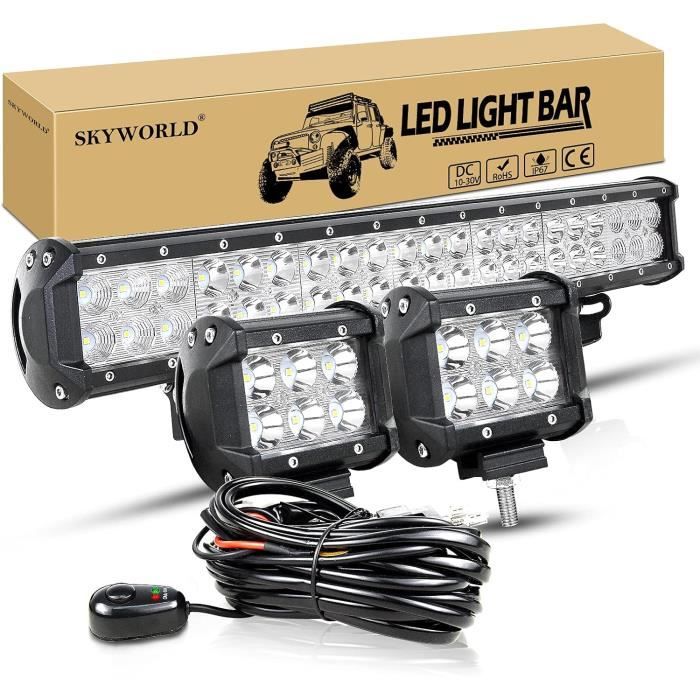 20" 126W Barre Rampe Led Phare De Travail Led Flood Spot Feux De Antibrouillard Led Off-Road, 4 ...