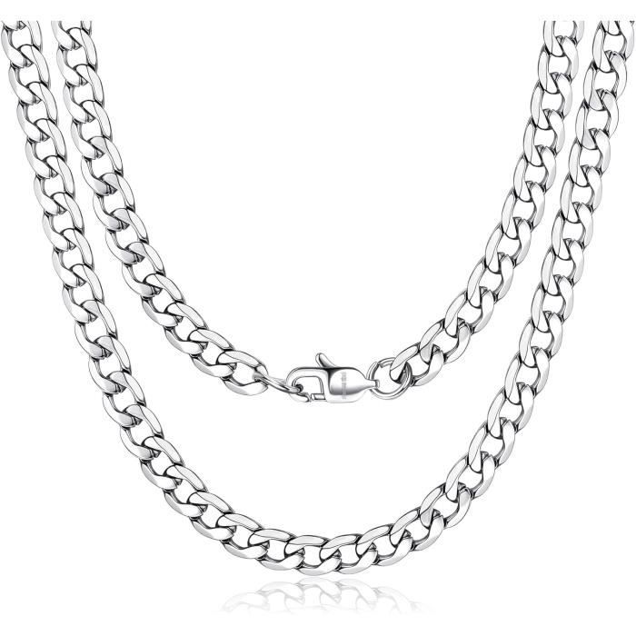 Collier À Chaîne Cubaine Homme Femme Garçons Ados En Acier Inoxydable ...