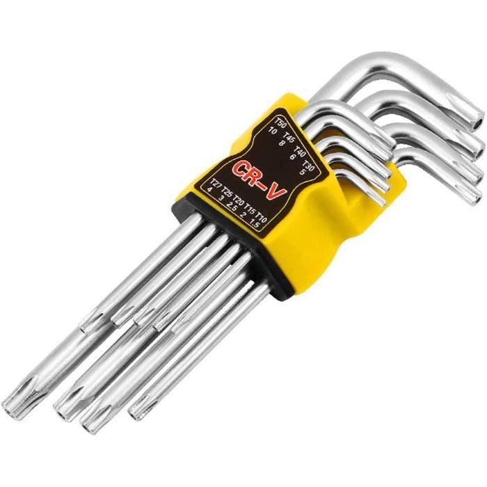 Jeu de 9 Clés Torx, T10-T50, Clé Hexagonale Torx Clé Allen Star à Bras ...