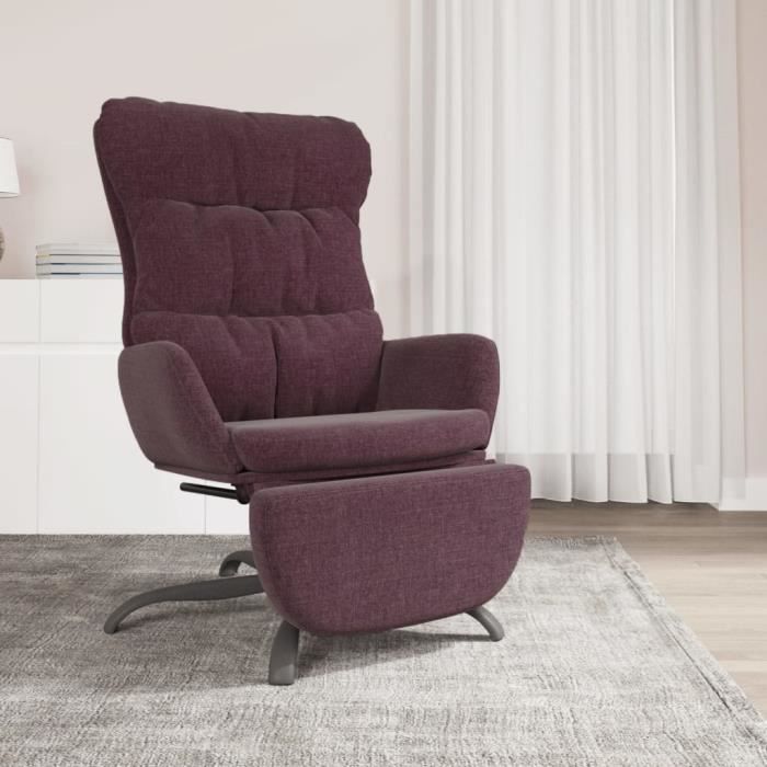 KEENSO Chaise de relaxation avec repose-pied Violet Tissu AB3097604 ...