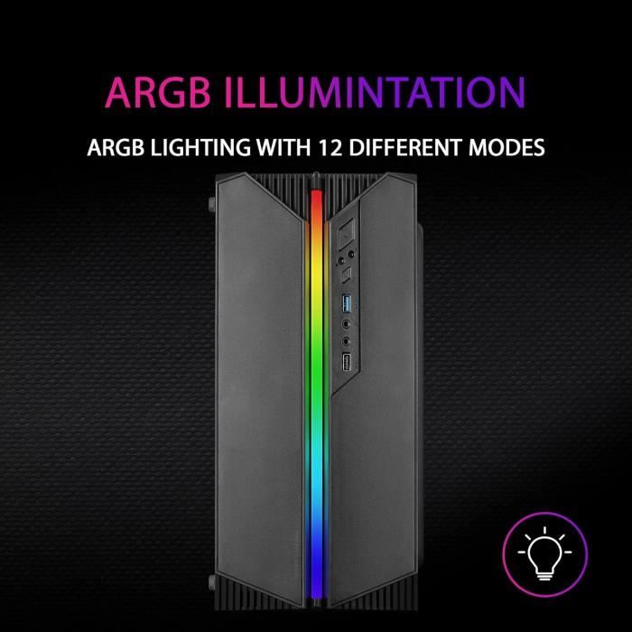 Mars Gaming MC-S1 Noir,Boîtier PC Gaming Compact Micro-ATX,Éclairage ...