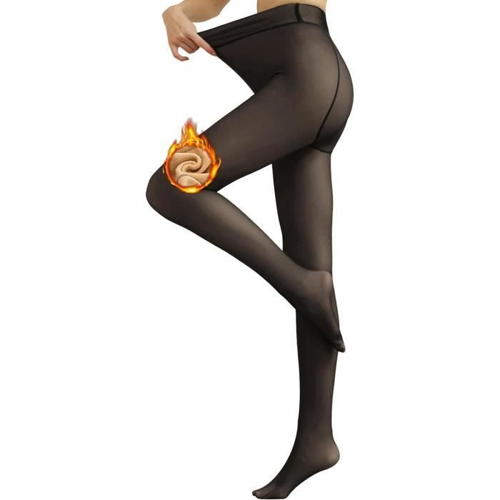 Collant Femme Polaire Effet Transparent Jambes Faux Polaire Chaud Translucide SMLXLSlim ...
