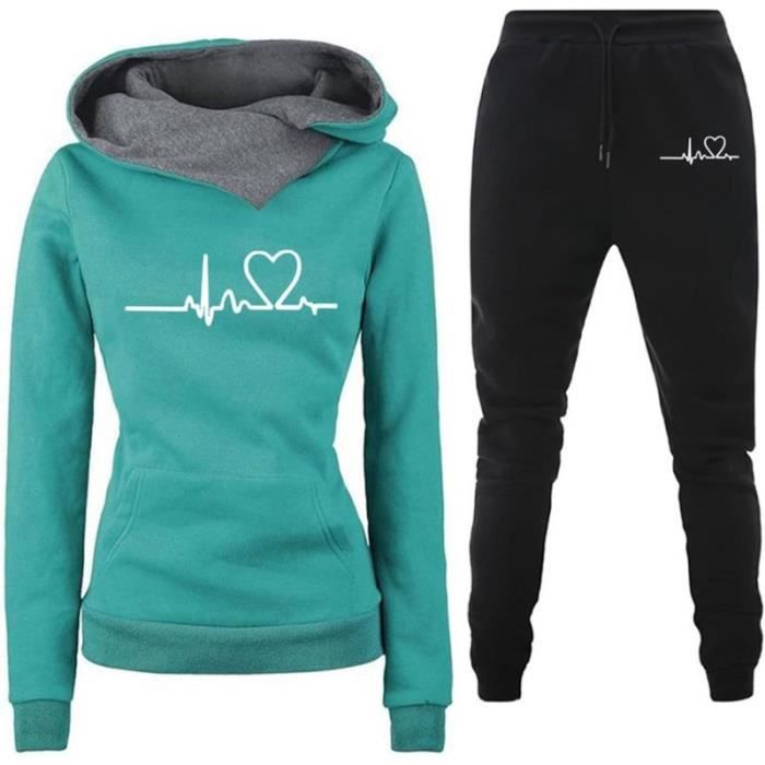 Ensemble Jogging Femme 2 pièces Survetement de Sport Pantalon Et Sweat ...