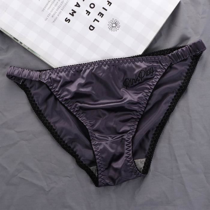 Culotte-slip,Culotte taille basse en tissu satiné pour femmes,tongs ...