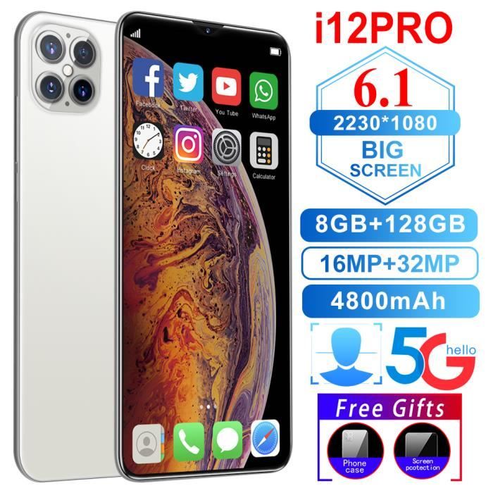 Pas cher Blanc Version mondiale i11 pro Android 10.0 86 go RAM 128 go ...