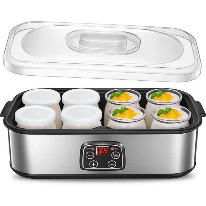 Yaourtière 8 Pots, 180ml Pot en Verre avec Couvercle, Yaourtière avec ...