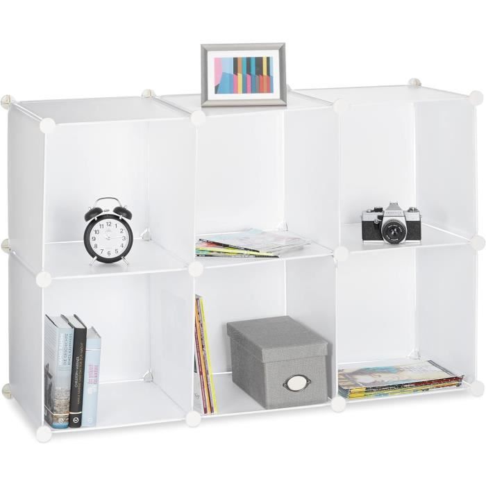 Étagère Rangement 6 Casiers Plastique Modulable Diy Assemblage Plug In ...