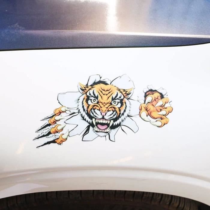 Tiger Autocollant De Voiture 3D Fissure Tigre Autocollant Pour Capot De ...
