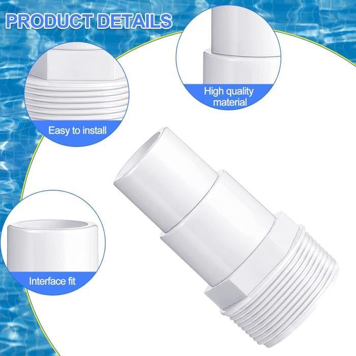 Adaptateur À Visser 1-1-2 - Raccord Tuyau Piscine - Emboîter Diam 32-38 ...