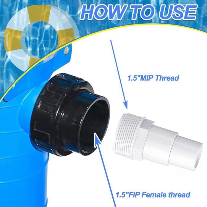Adaptateur À Visser 1-1-2 - Raccord Tuyau Piscine - Emboîter Diam 32-38 ...