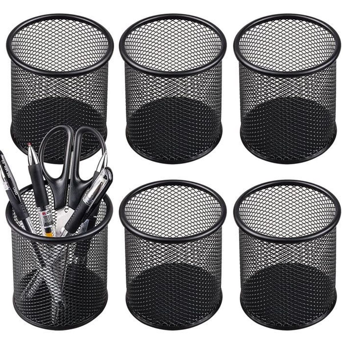 6pcs Pot à Crayon Métal,Maille Pot a Crayon Bureau,Multifonctionnel ...