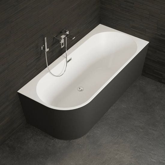 Baignoire semi-îlot Murale CAPRI 180 Droite Noire L. 180 x l. 81 cm, by SPALINA - Cdiscount ...