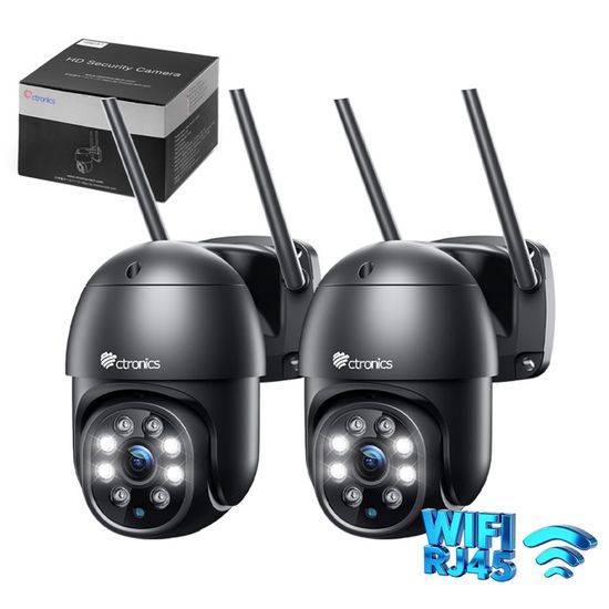 Ctronics 2K 4MP Caméra Surveillance WiFi Extérieure PTZ 2PCS Détection ...