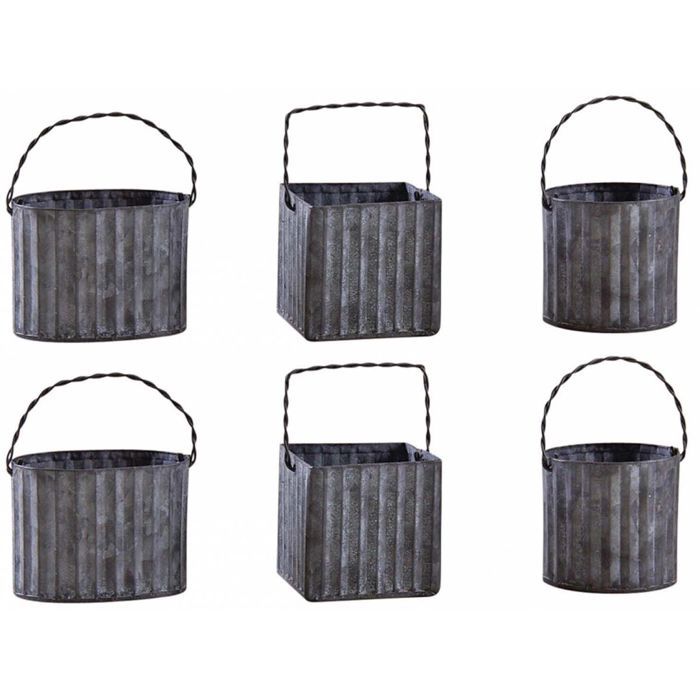Mini cache-pot en métal galvanisé ondulé Lot de 6 - Cdiscount Jardin