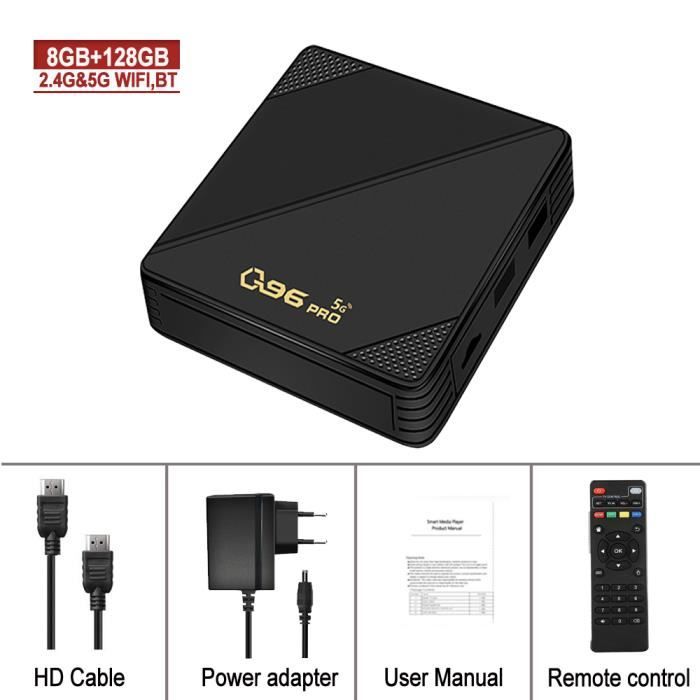 Ue Plug - 8G-128G - Boîtier Smart TV Q96 PRO, Android 10.0, Amlogic S905L Quad Core, 4K-H265 ...