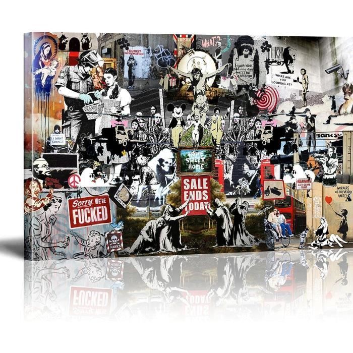 Banksy Toile Tableau Collection De Collages Street Art Graffiti Toile ... Banksy Toile Tableau Collection De Collages Street Art Graffiti Toile ...