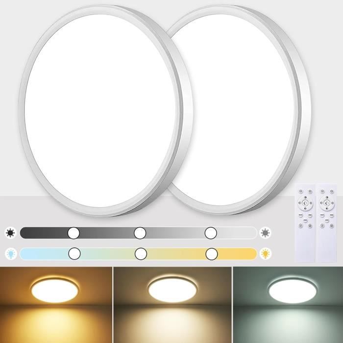 Plafonnier Led - Luminaire Plafonnier Dimmable - 24W 3000K-6500K - Étanche Ip40 - Avec ...