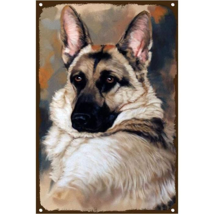 Poster Métallique Affiche,Chien de Berger Allemand Animal,Peinture Art ...