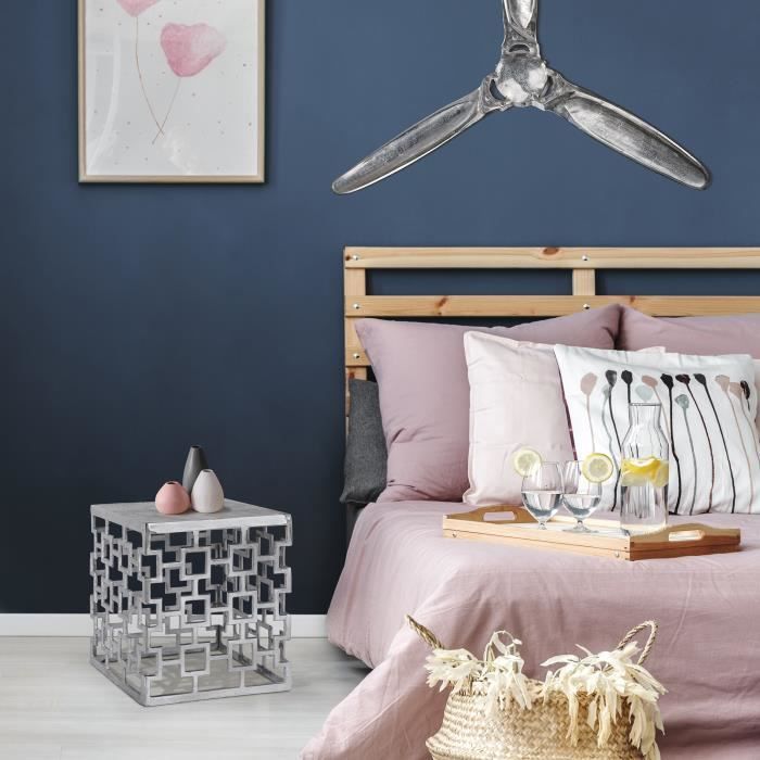 WOMO-DESIGN Table Basse Carré Santorin, 36 x 36 x 40 cm, Aluminium avec ...