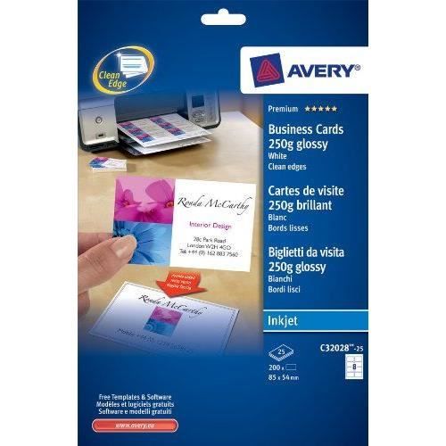Avery C32028-25 Quick&Clean Cartes de visite recto-verso Jet d'encre ...