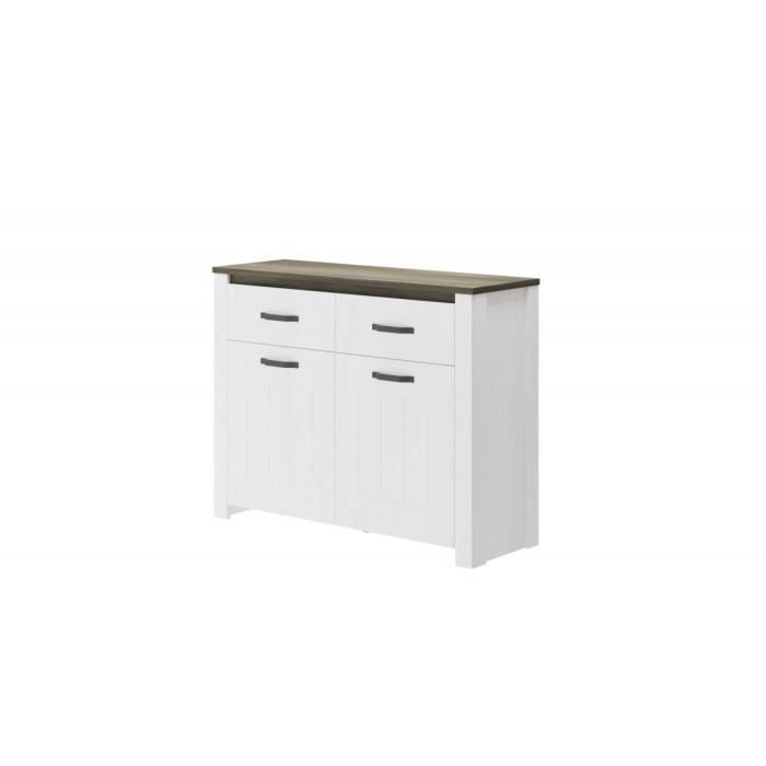 BOBOCHIC® Buffet ALPINE Blanc et Bois clair Blanc Nombreux rangements ...