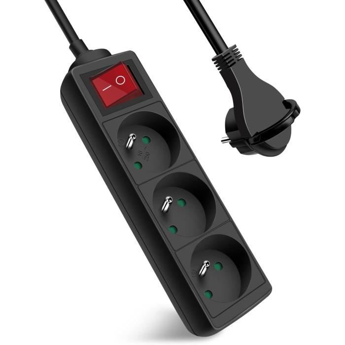 Multiprise 3 Prises Avec Interrupteur Fiche Plate, Bloc 3 Prises ...