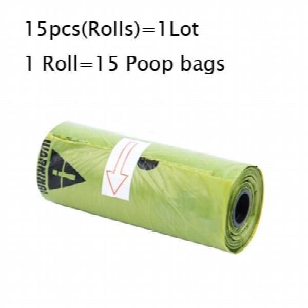 15Pcs(Roll)/Lot Green Pet Waste Poop Bag Clean up Refills Shit Picking ...