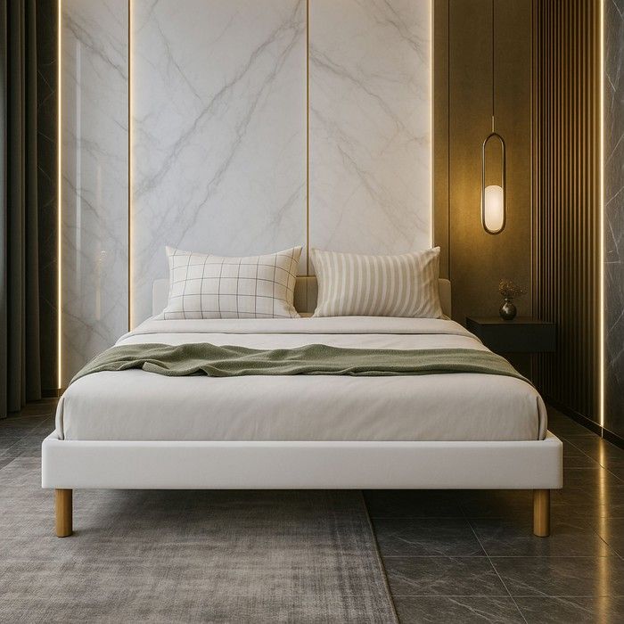 Mina - Solide et Confortable Sommier Tapissier Blanc Pieds en 20 cm pour matelas en 120x200 - 2 ...