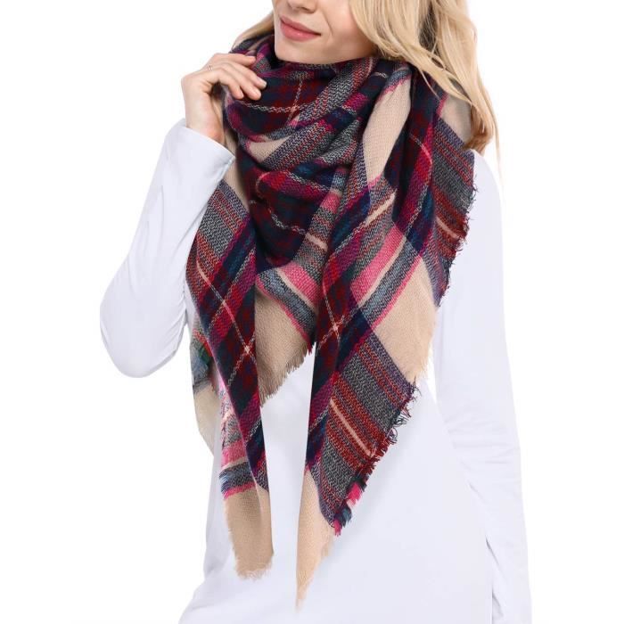 Foulard d'hiver pour femme à carreaux chaud chaud cape de châle ...