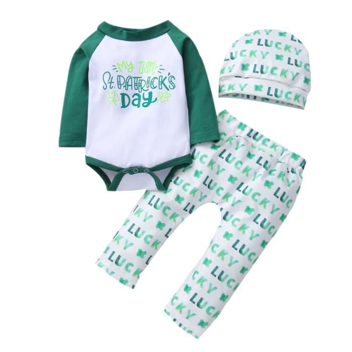 Nouveau-né Bébé ST. Patrick Patchwork Letter Romper Print Body ...