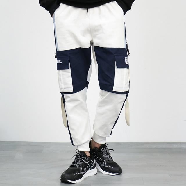 Pantalon Cargo Homme - Blanc - Ruban et Imprimé Lettres - Style ...