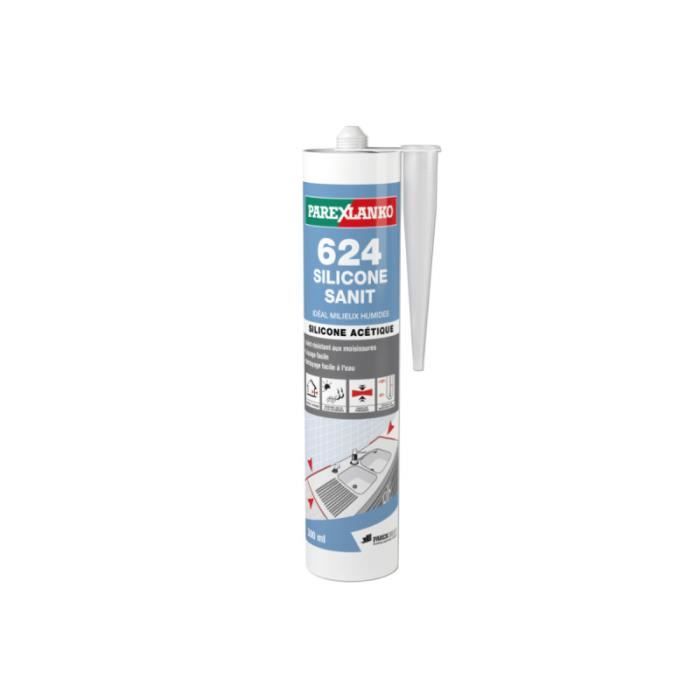 Mastic silicone acétique PAREXLANKO 624 Silicone Sanit - Blanc - 300ml ...