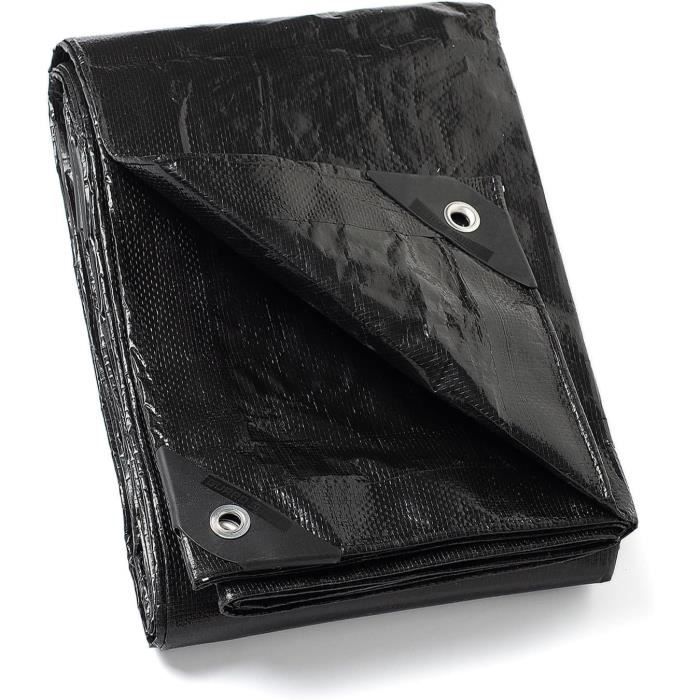 Bâche Avec Œillets - Imperméable - 3 M X 6 M - Noir - Multifonction ...