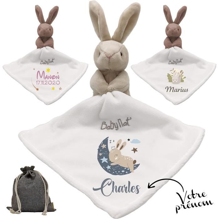 KDO MAGIC Doudou personnalisé avec Un prénom - Peluche Lapin Marron ...